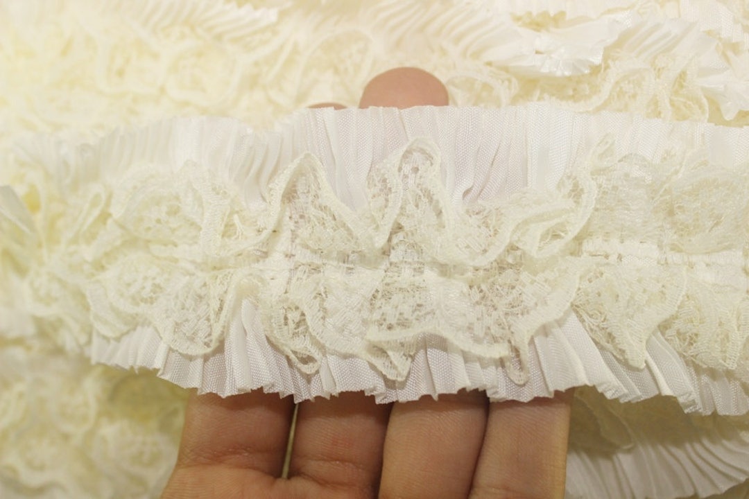 52 Mm Ivory Pleated Ruffle With Layer Pleated Ruffle Lace - Etsy