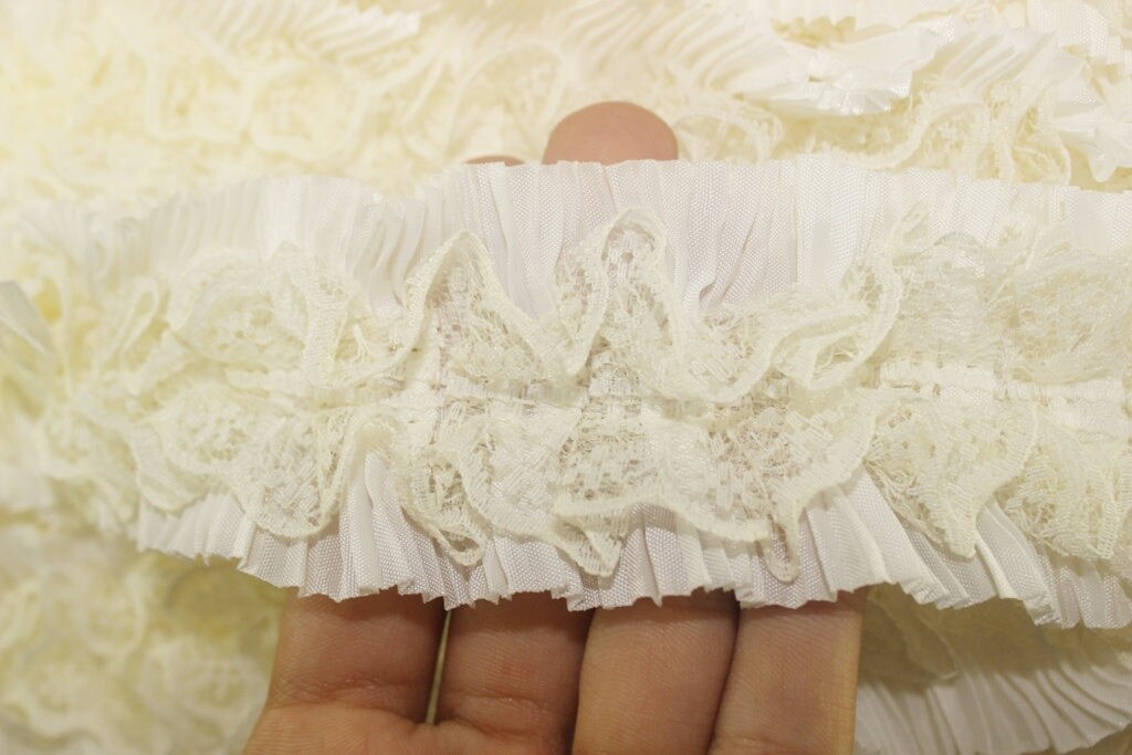 52 Mm Ivory Pleated Ruffle With Layer Pleated Ruffle Lace - Etsy