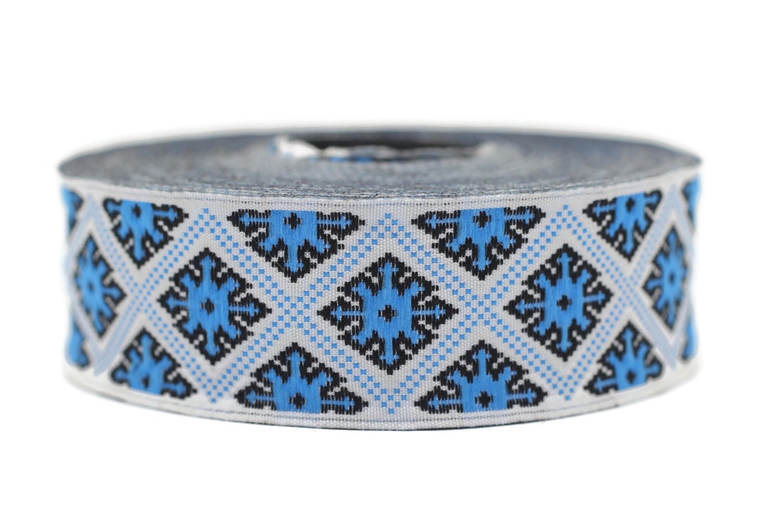 25 Mm Blue White Snow Flake Ribbon (0.98 Inches), Snow Flake Trim ...
