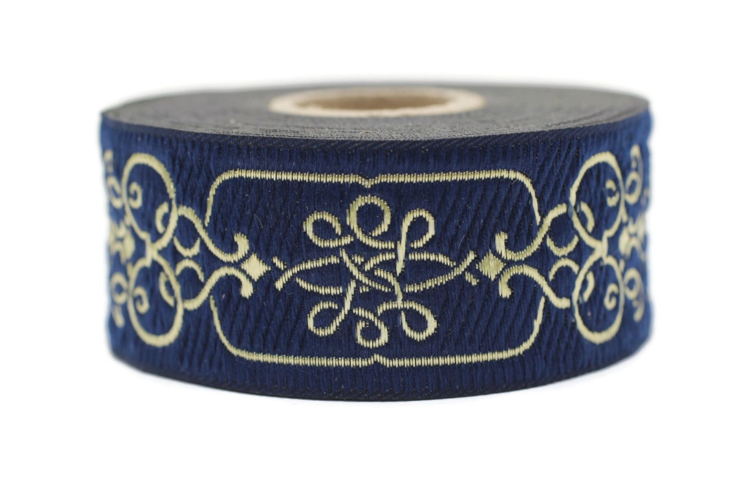 35 Mm Blue Nobility 1.37 (inch) Jacquard Ribbon | Drapery Trim | Ribbon ...