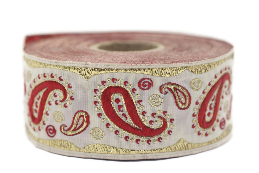 35 Mm Red Water Drop Jacquard Trims (1.37 Inches), Embroidered Trims ...