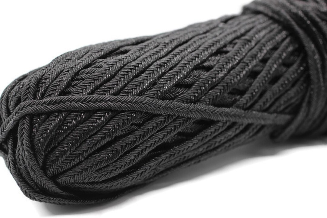 5 Mm Thick Soutache Cord, Metallic Black Braid Cord, 5 Mm Twisted Cord ...