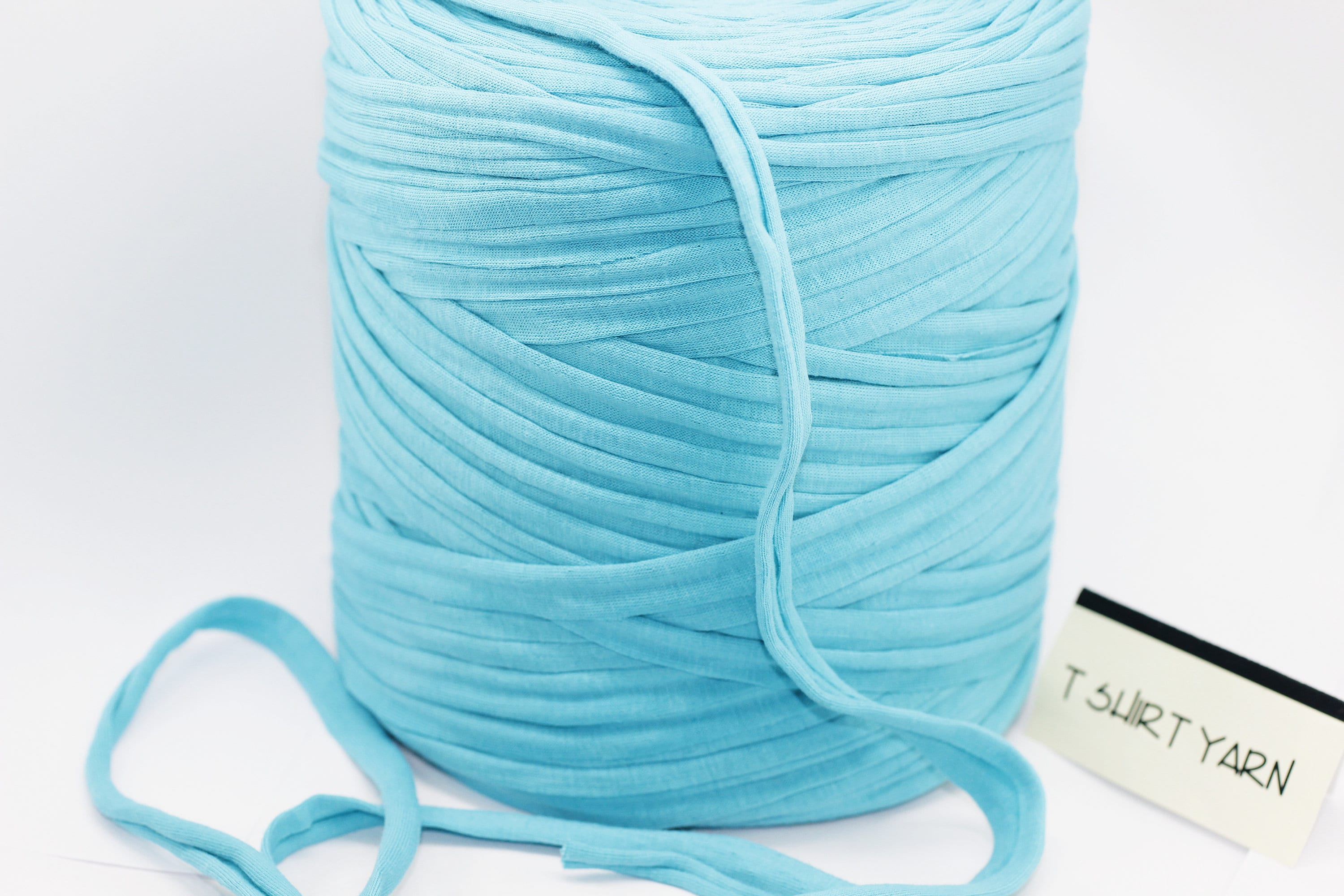 Light Blue T-shirt Yarn Cotton Yarn Recyled Fabric yarn | Etsy