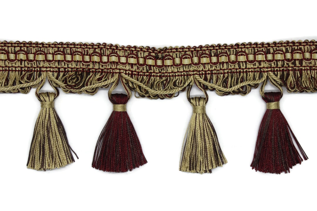 95 Mm Tassel Fringe Trim Red, 3.74 Inches, Gimp Header, by the Yard ...