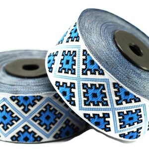 35 mm Blue/White Snow flake Ribbon 1.37 inches Snow Flake | Etsy