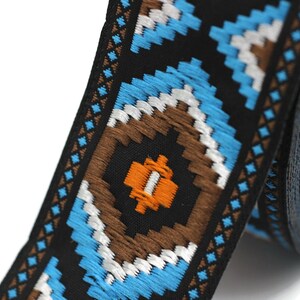 35 Mm Sky Blue Jacquard Ribbons 1.37 Inches, Geometric Embroidered Trim ...