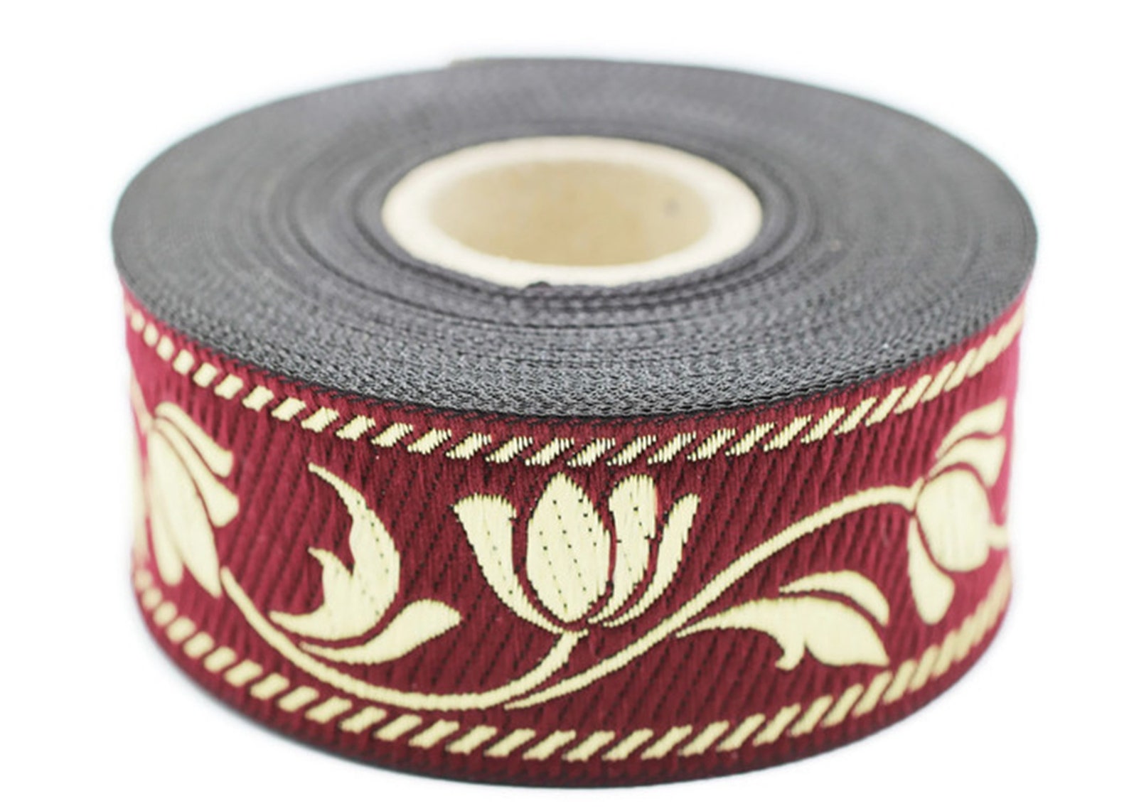 35 Mm Claret Red Ribbons Jacquard Ribbons 1.37 Inch Tulips | Etsy
