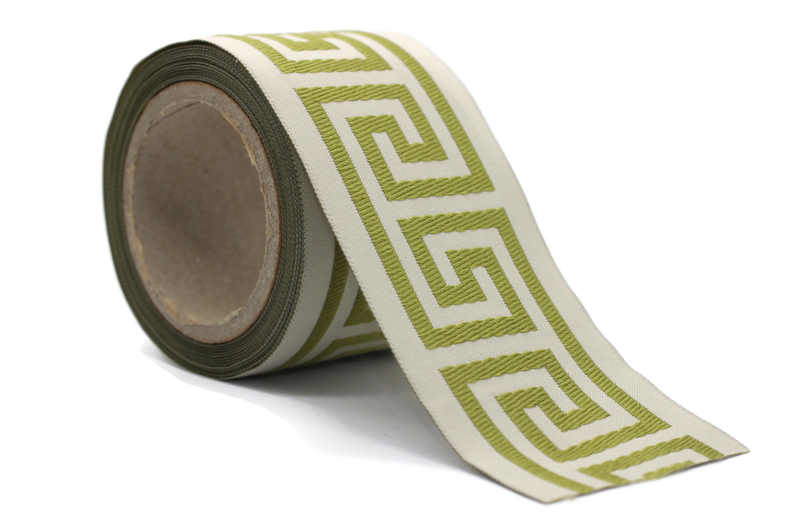 Green 68 Mm Greek Key Ribbon Trim 2.67 Inch Jacquard Trims - Etsy