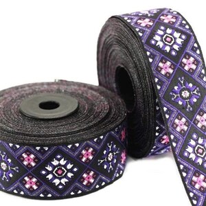 35 mm Purple Geometric Ribbon 1.37 inches Geometric trim | Etsy