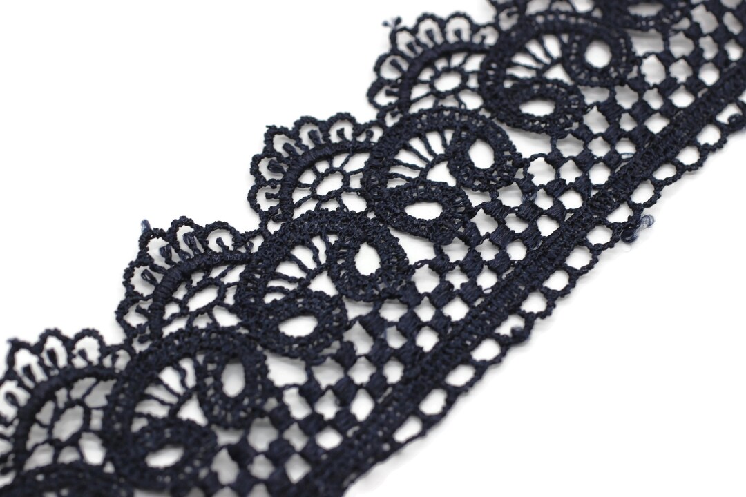 19.6 Yards Dark Blue Bridal Guipure Lace Trim | 2.1 Inches Wide Lace ...