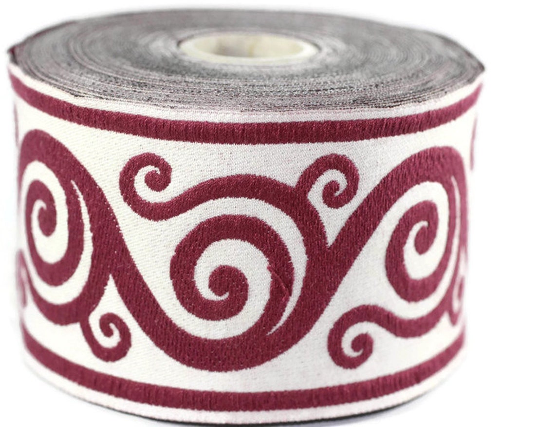 50 Mm Red Aztec Jacquard Trim 1.96 Inches Vintage Ribbon - Etsy