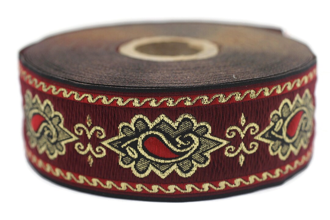 35 Mm Red Medieval Motive Ribbon (1.37 Inches), Renaissance Trim ...