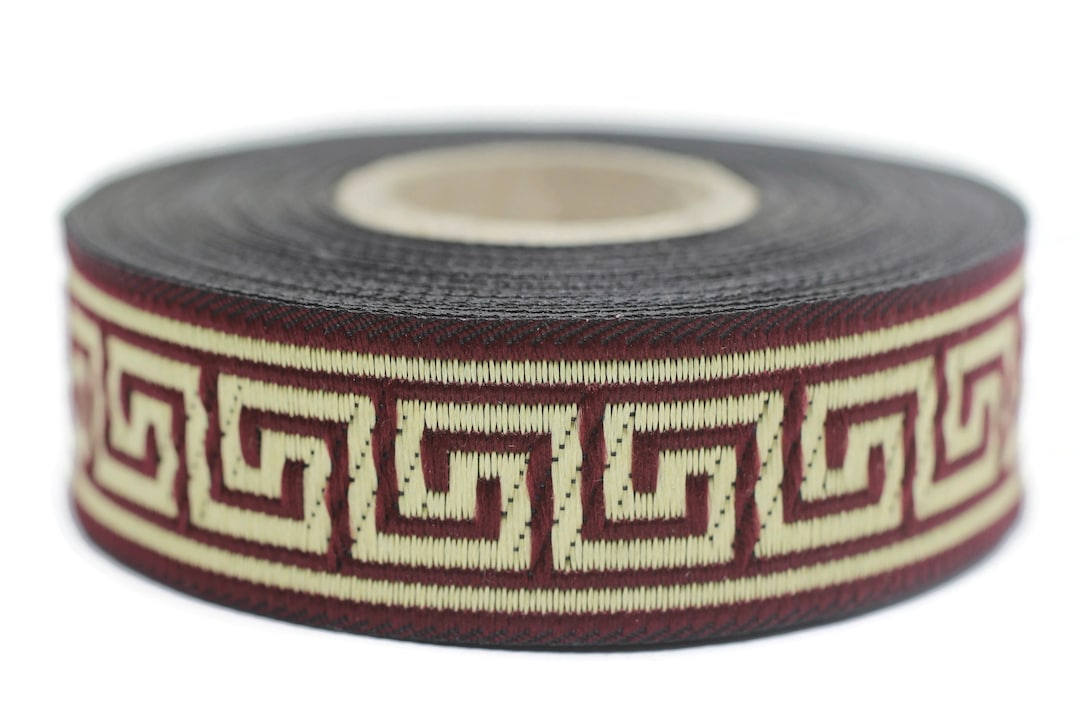Rubans Jacquard rouge or et bordeaux 22 mm 0,86 pouces, garniture ...