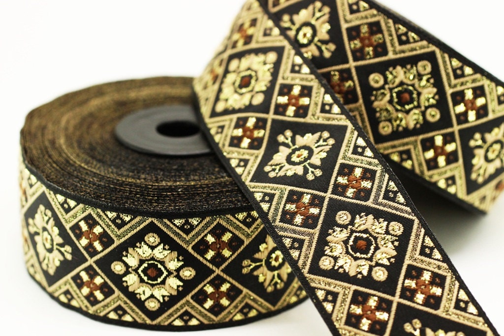 35 mm Golden Geometric Ribbon 1.37 inches Geometric trim | Etsy