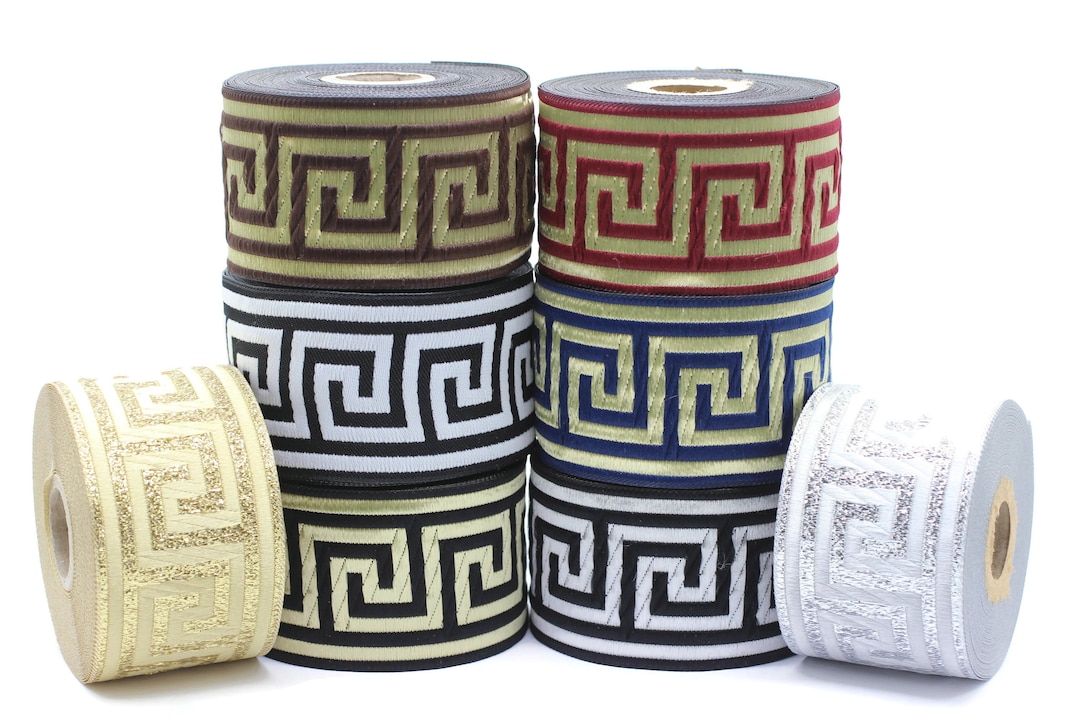 50 Mm Greek Key Ribbon, Jacquard Trims (1.96 Inches), Vintage Ribbons ...