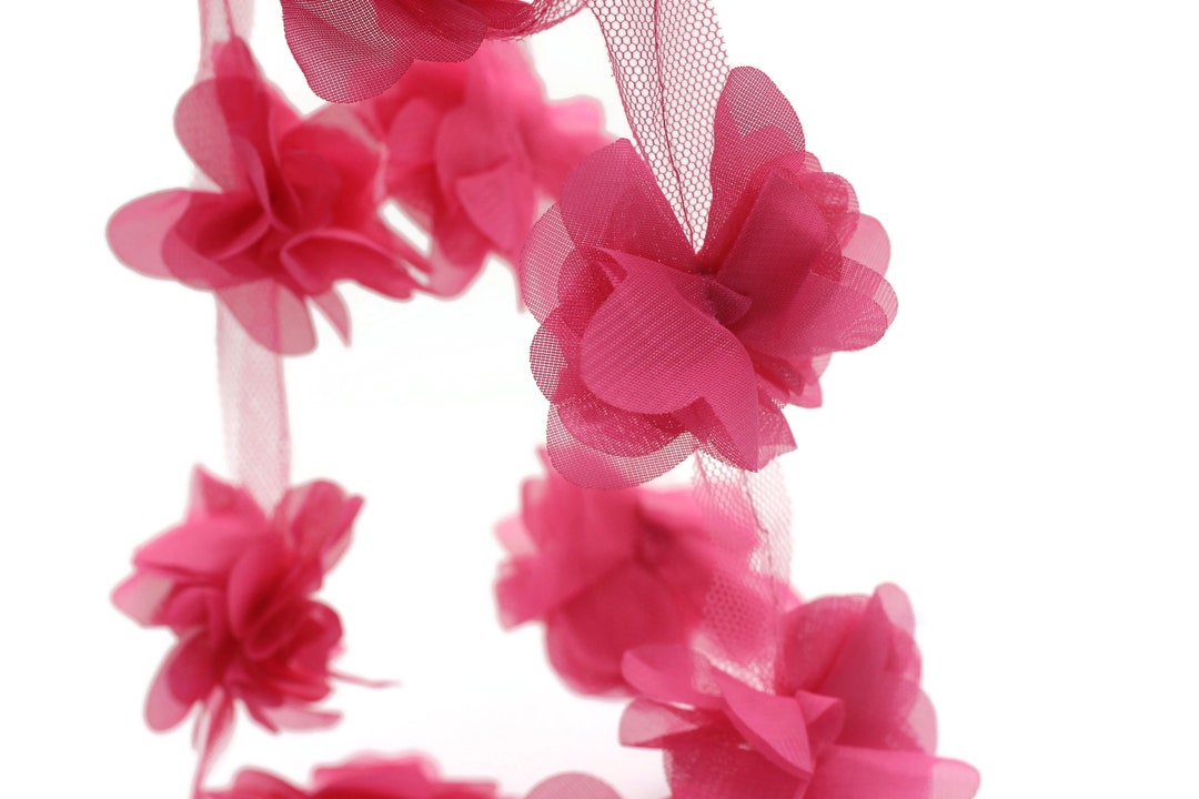 50 Mm Pink Chiffon Flower,fluffy Flower for Hair Accessories,rose Trim ...