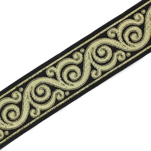 35 Mm Yellow Scroll Jacquard Trim 1.37 Inches, Native American Jacquard ...