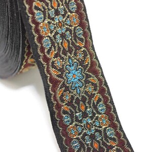 25 Mm Blue&brown Jacquard Ribbon 0.98 Inches, Decorative Craft Ribbon ...