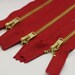 5 Pcs Red Metal Zippers With Gold Brass Teeth, 18-100cm (7-40inches ...