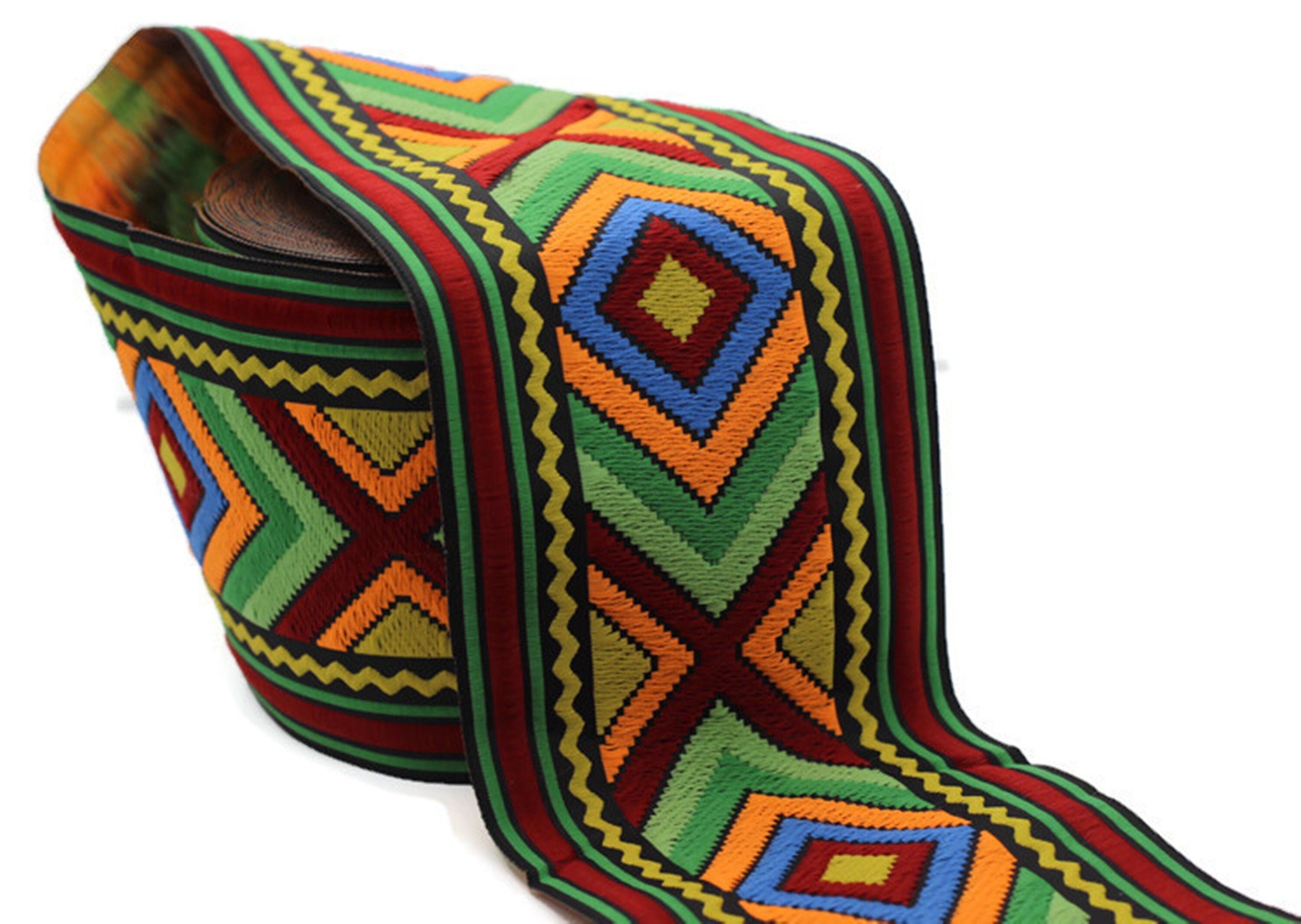 100 Mm Colorful African Motif Ribbon 3.93 Inches Vintage - Etsy