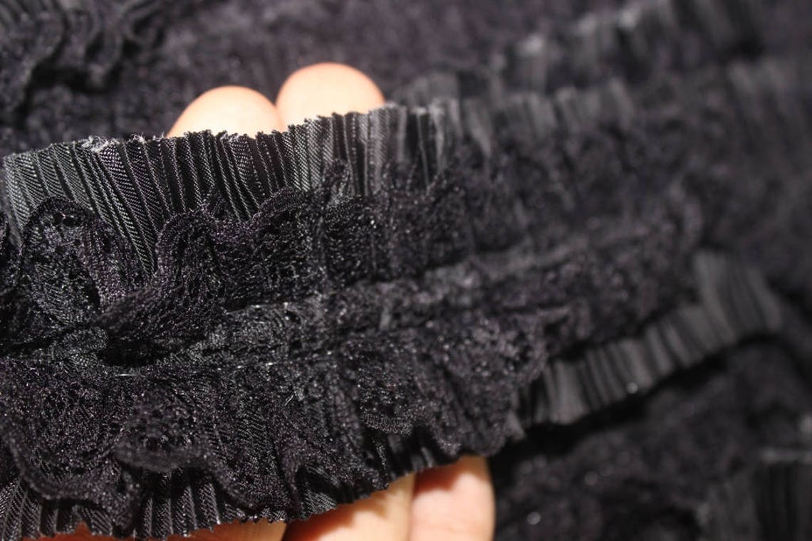 52 Mm Black Pleated Ruffle With Layer Pleated Ruffle Lace - Etsy