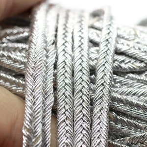 5 Mm Thick Soutache Cord, Metallic Silver Braid Cord, 5 Mm Twisted Cord ...