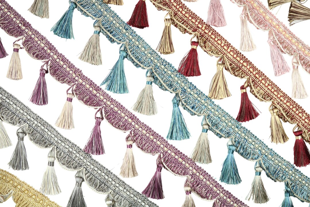 95 Mm Tassel Fringe Trim in 11 Colors, 3.74 Inches Gimp Header ...