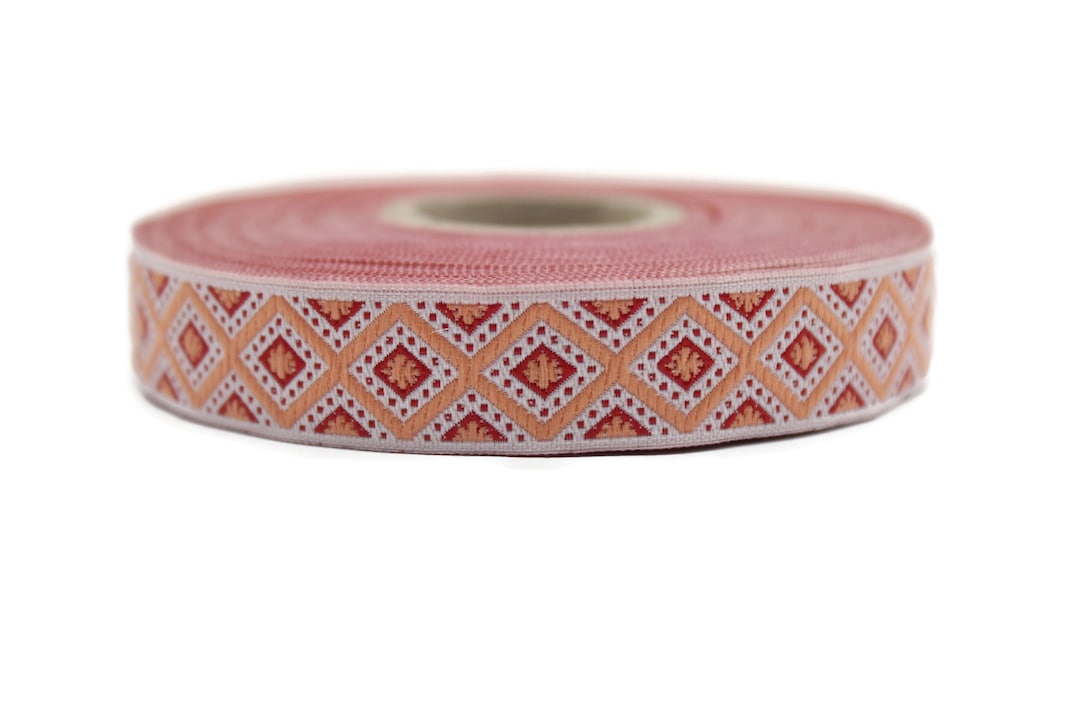 15 Mm Orange&red Triangle Motive Jacquard Ribbon, (0.59 Inches ...
