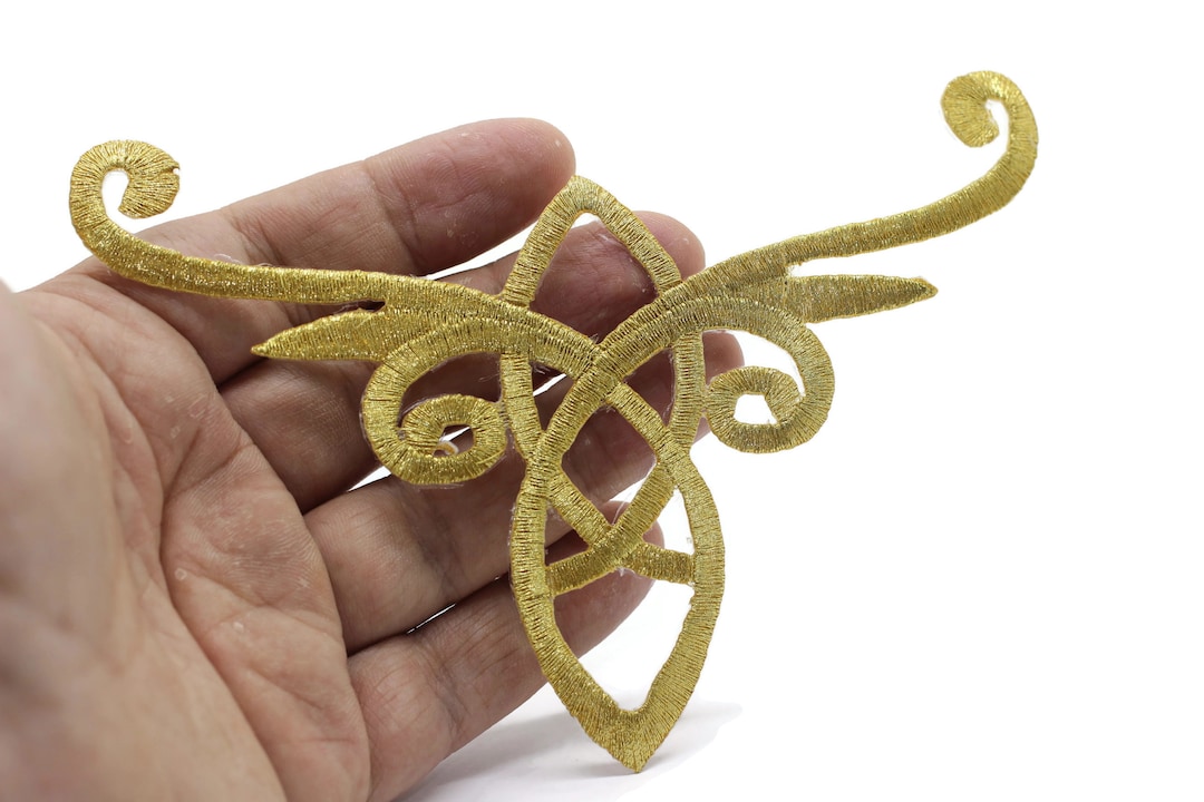 10 Pcs Gold Celtic Patch 5.3x3.2 Inches Iron on Patch Embroidery, Celtic Custom Patch, High ...