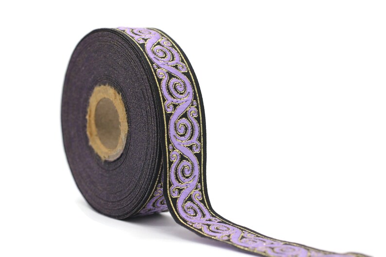 22 Mm Lilac Scroll Jacquard Trim 0.86 Inches Native - Etsy
