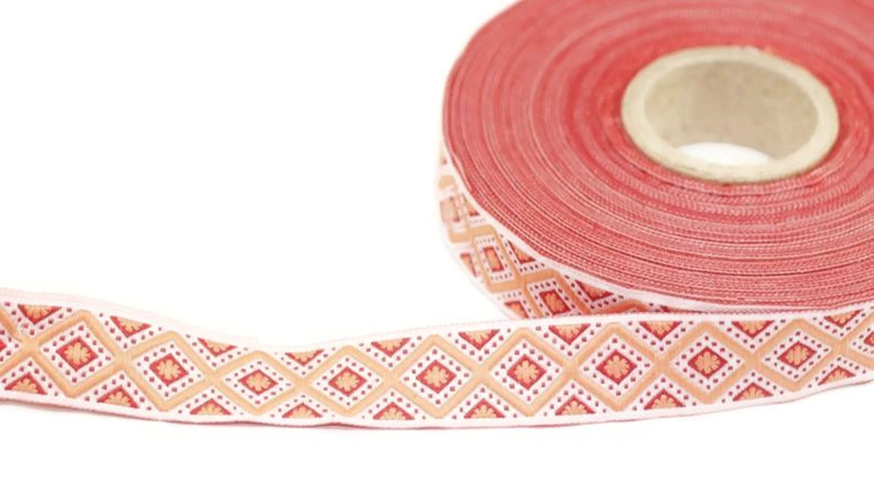 15 Mm Orange&red Triangle Motive Jacquard Ribbon 0.59 | Etsy