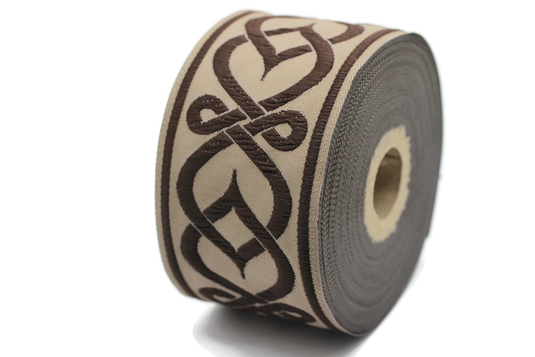 50mm Brown Celtic Knot Ribbon (1.96 Inches), Jacquard Trim, Jacquard ...