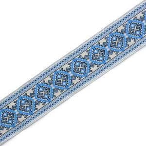 25 Mm Blue/white Carpet Ribbon 0.98 Inches, Geometric Trim, Jacquard ...