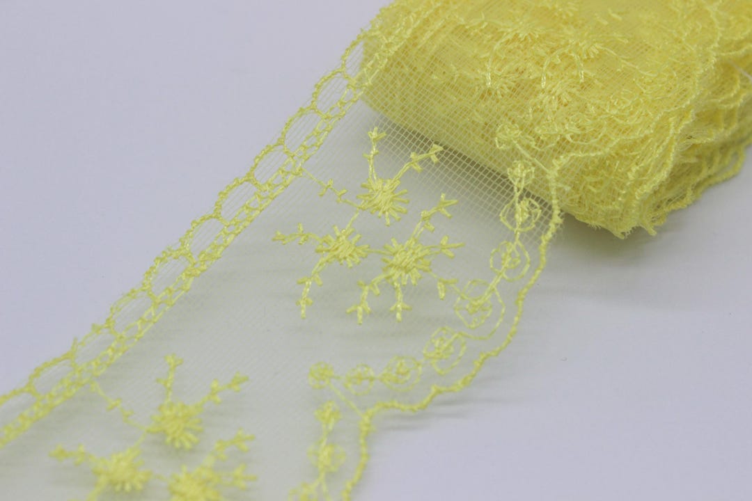 60 Mm Yellow Organza Lace Trim, Embroidered Lace, 2.35 Inches Lace Trim ...