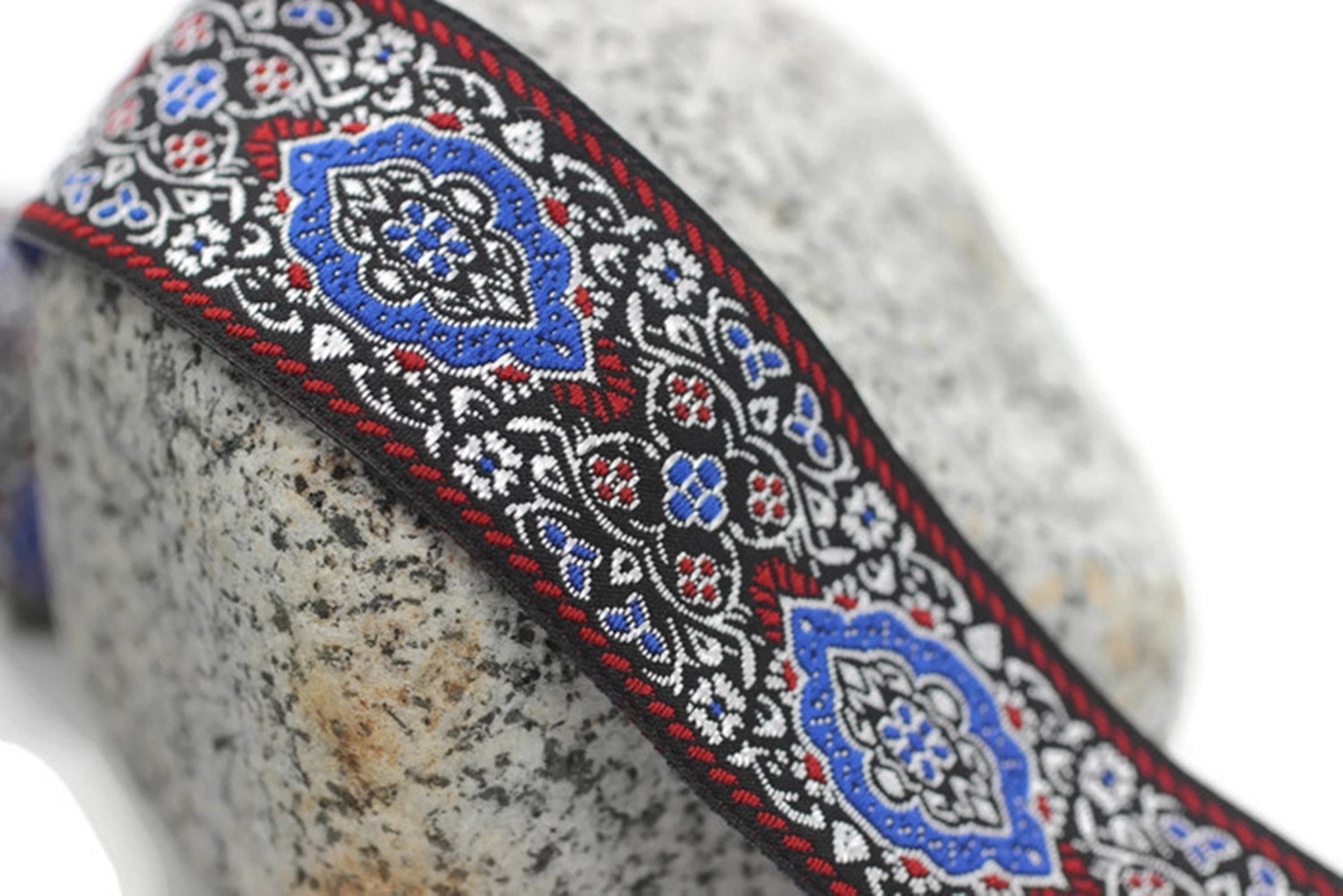 25 mm Blue Medieval Motive Woven Border 0.98 inches | Etsy