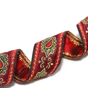35 Mm Red Medieval Motive Ribbon 1.37 Inches Renaissance | Etsy