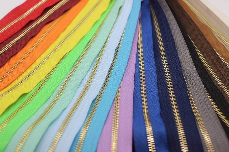Metal Zippers With Gold Brass Teeth, Tip #5, 18-100cm (7-40inc, Bag ...
