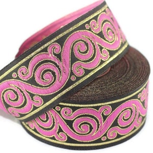 35 Mm Pink Scroll Jacquard Trim 1.37 Inches Native American Jacquard ...