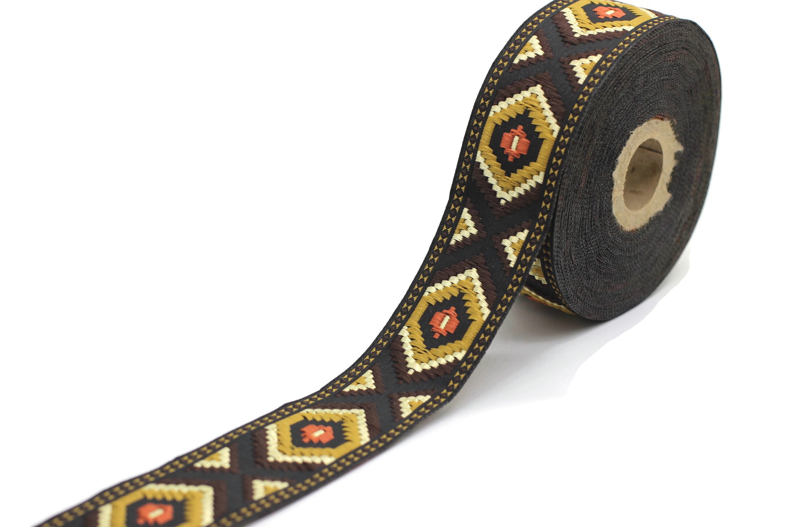 35 Mm Milk Brown Jacquard Ribbons 1.37 Inches Geometric - Etsy