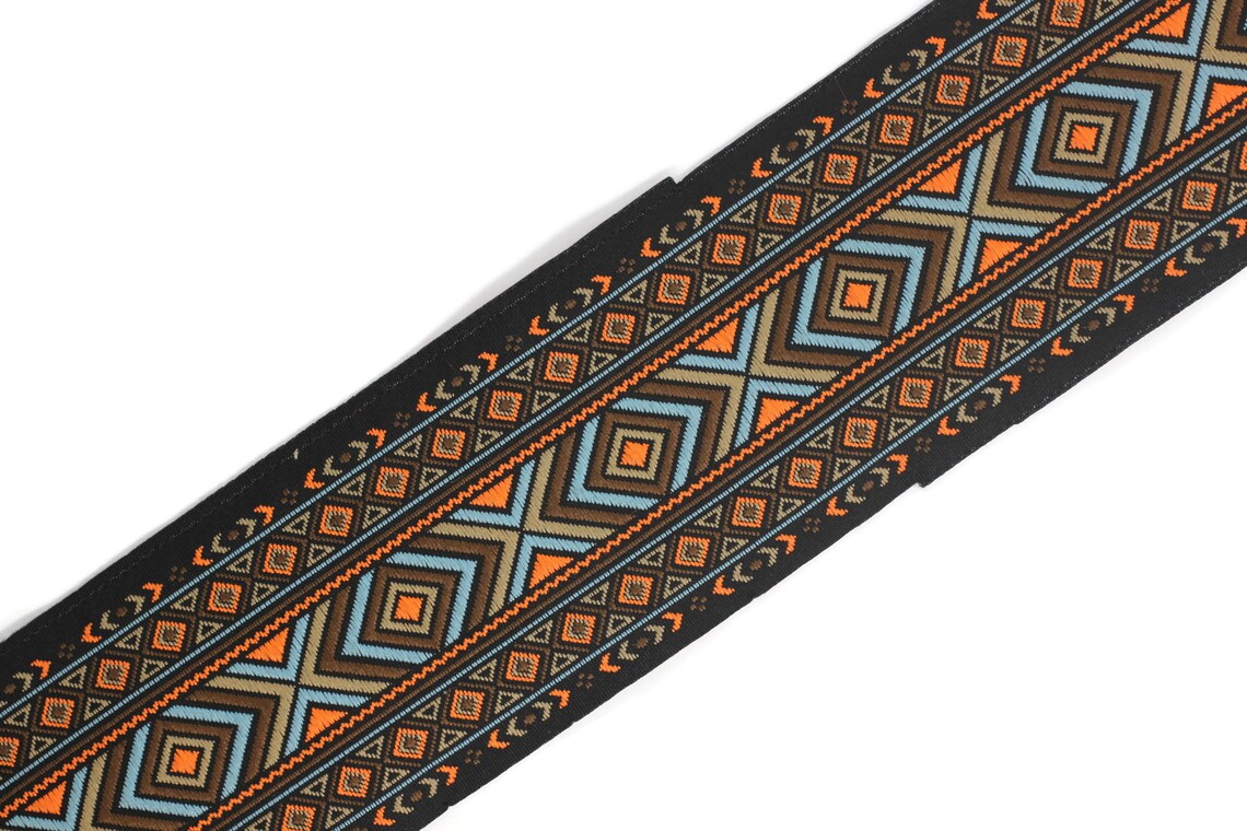 50 Mm Blue&orange African Motif Ribbon 1.96 Inches Vintage - Etsy
