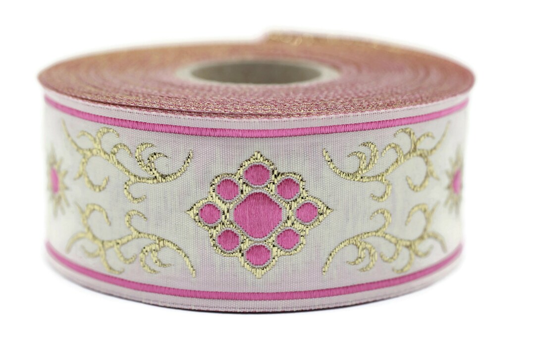 35 Mm Cat Paw Metallic Pink Jacquard Ribbons, 1.37 Inch, Native ...