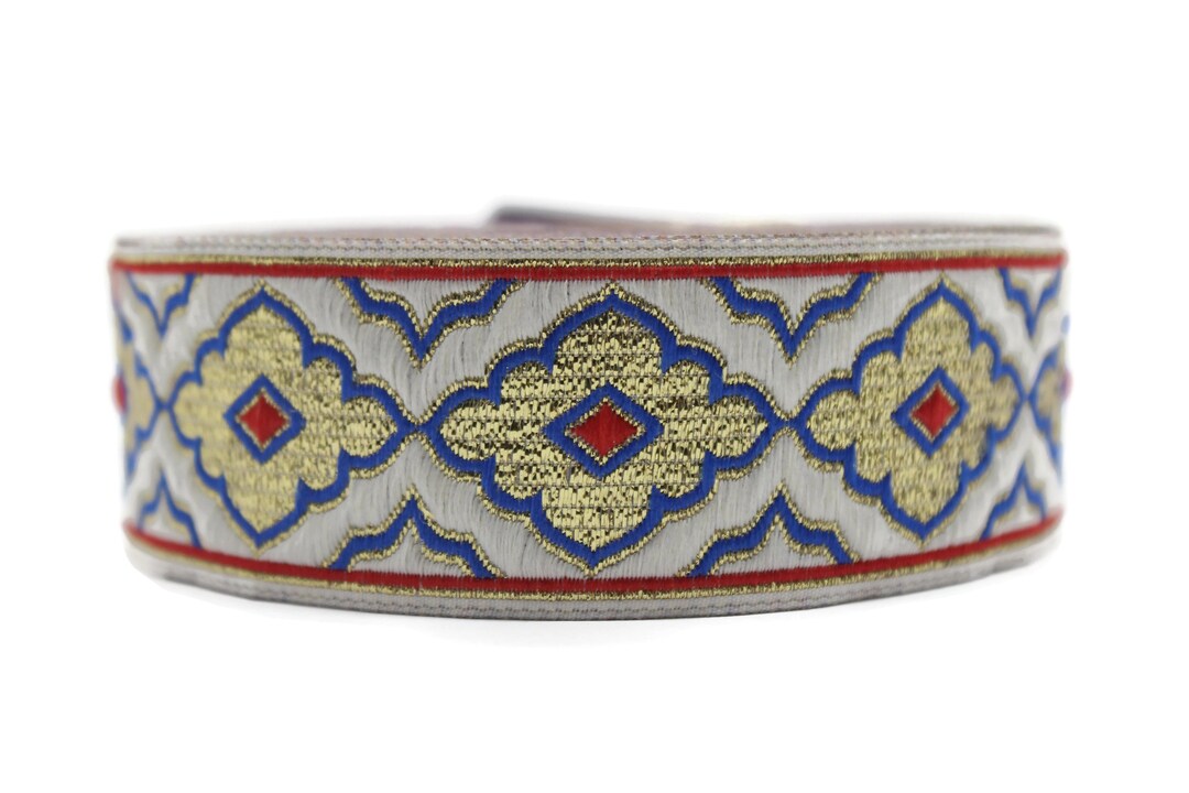 35 Mm Blue/white Embroidered Ribbon, Jacquard Ribbons (1.37 Inch ...