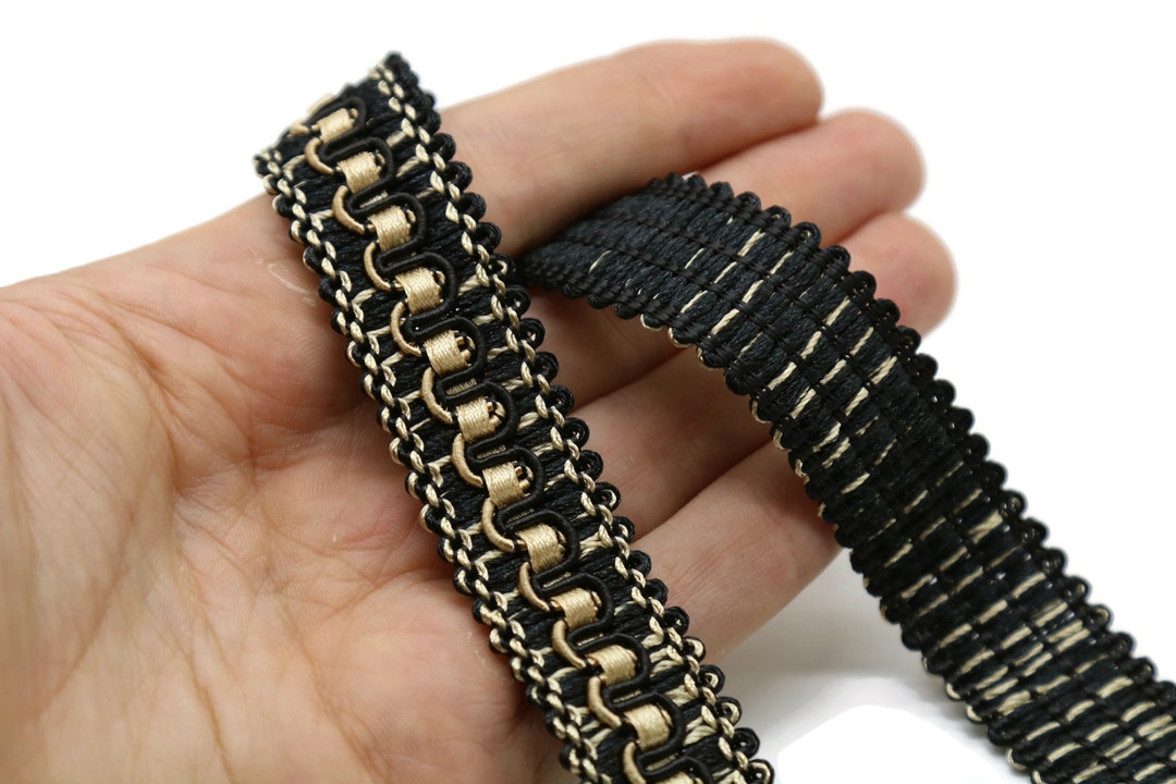 20 Mm Scroll Trim Black/gold, 0.78 Inc, Scroll Gimp Braid Trim, by the ...