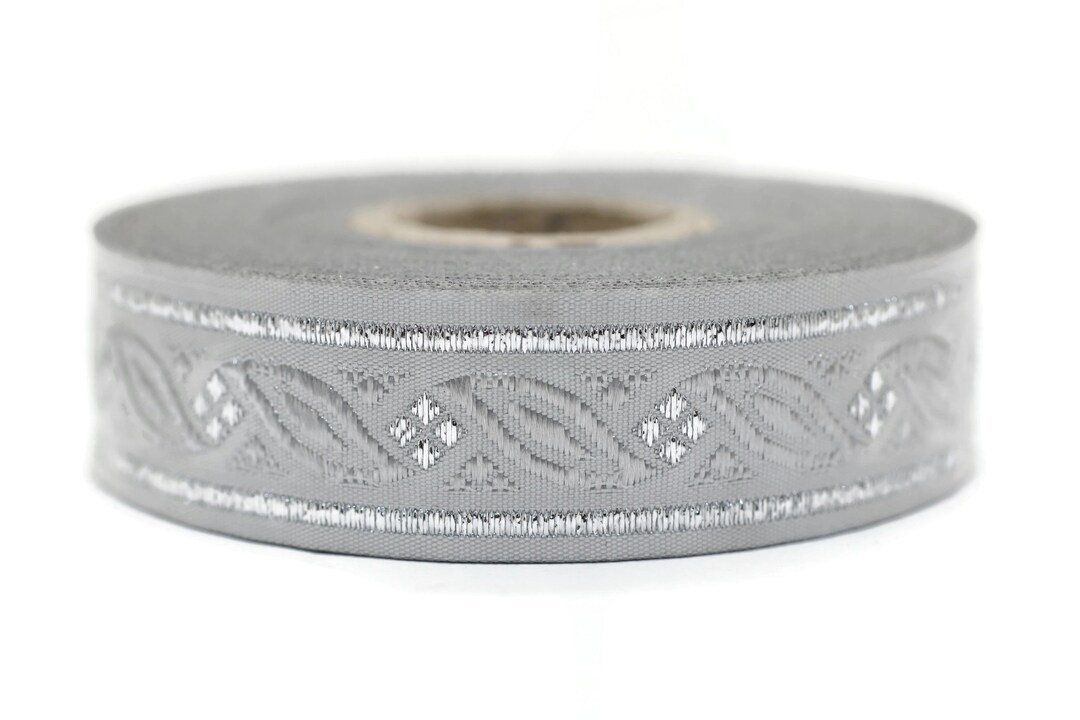 20 Mm Grey Silver Leaf Tendril 0.78 (inch) | Leaf Tendril Ribbon ...