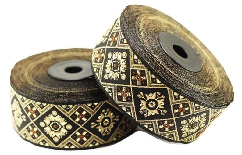 35 Mm Golden Geometric Ribbon 1.37 Inches Geometric Trim - Etsy