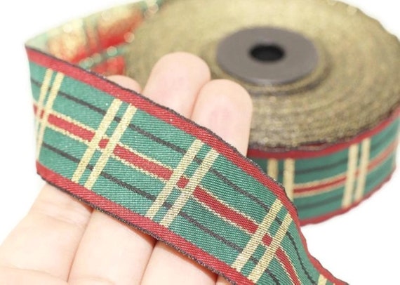 35 mm Green& Red square jacquard ribbons 1.37 inches | Etsy