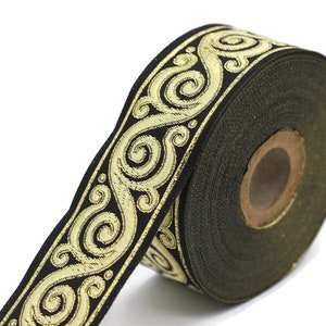 35 Mm Yellow Scroll Jacquard Trim 1.37 Inches, Native American Jacquard ...