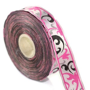 35 Mm Pink Jacquard Trims 1.37 Inches, Jacquard Trim, Jacquard Ribbons ...