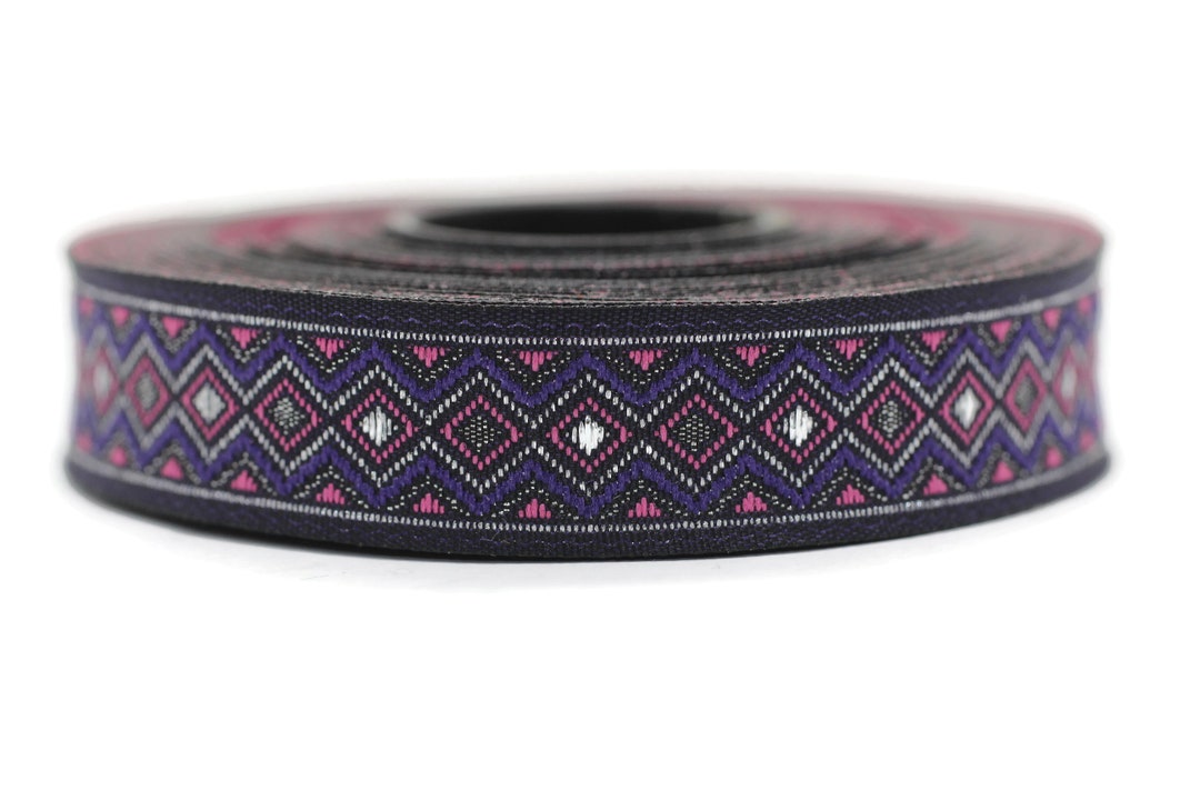 15 Mm Pink&purple Triangle Motive Jacquard Ribbon, (0.59 Inches ...