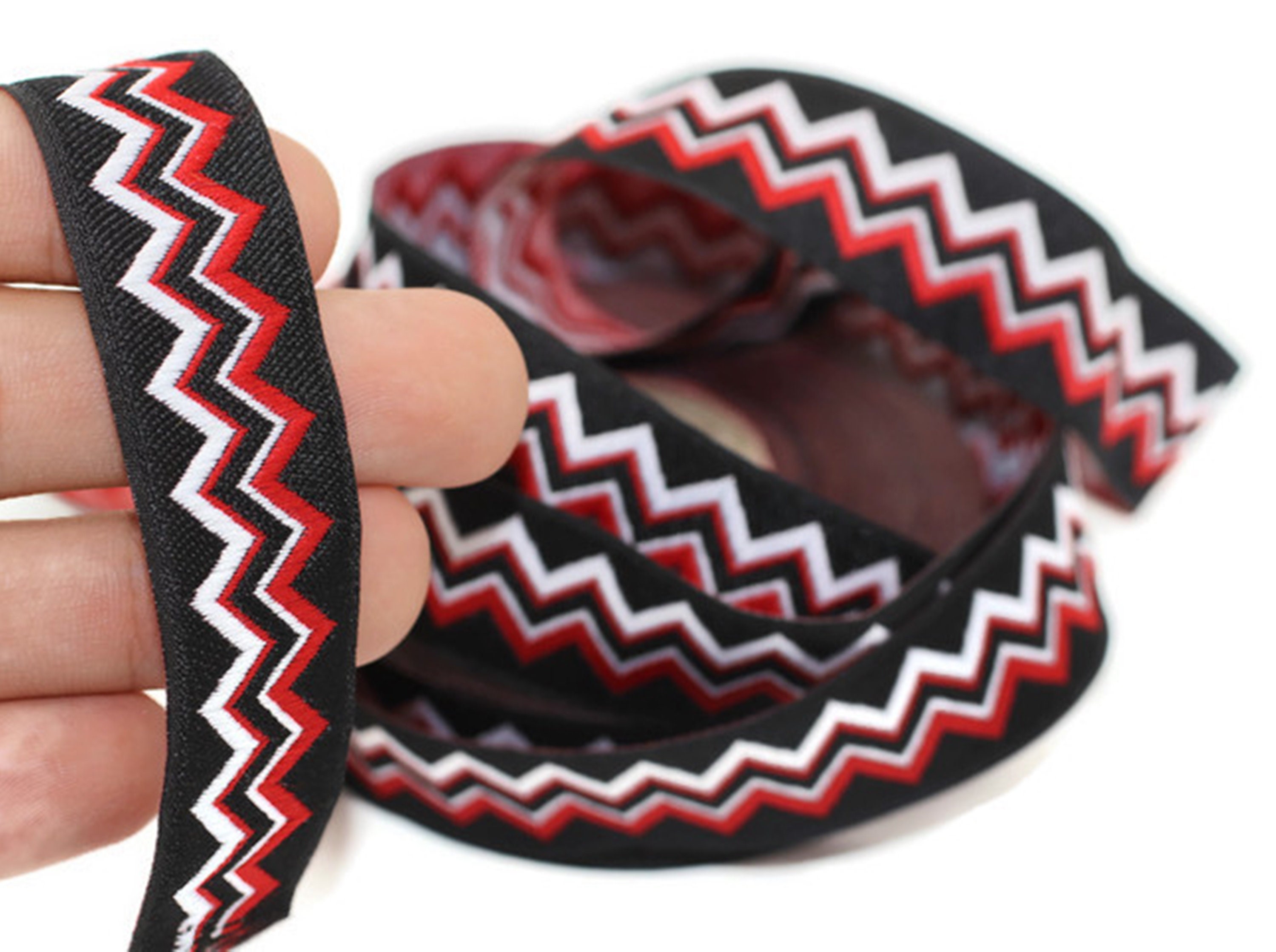 20 Mm Red Zigzag Ribbon 0.78 Inch Zigzag Trim Jacquard - Etsy UK